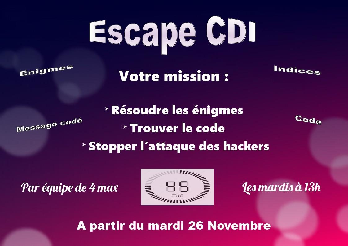 Escape CDI - Actualités - Collège Georges Pompidou - MURAT